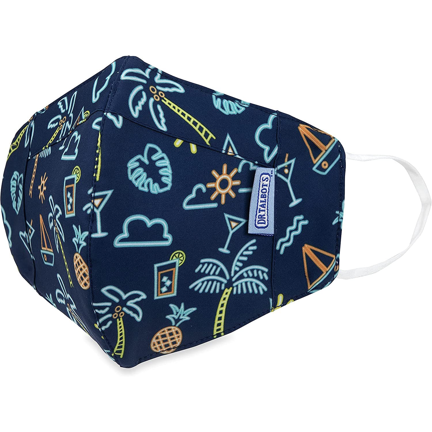 Adult Cup Style Cloth Mask (1-Pack) - Tropical Neon Lights Design – Dr ...