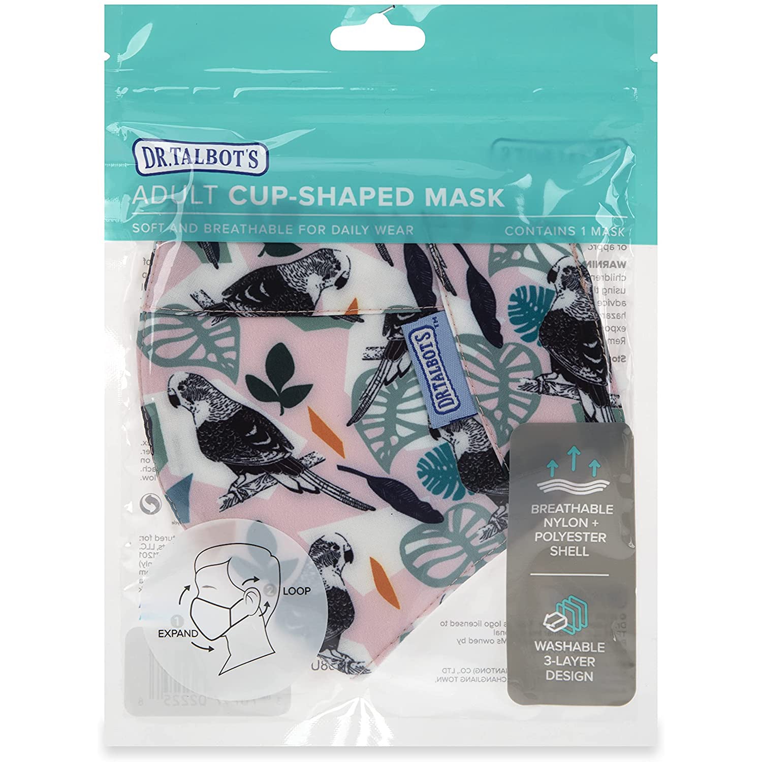 Adult Cup Style Cloth Mask (1-Pack) - Parrots Design – Dr Talbot's